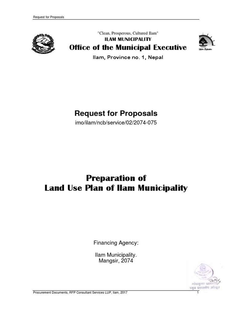 RFP Ilam Mun Land Use Plan 074.075 | PDF | Consultant | Request For Proposal