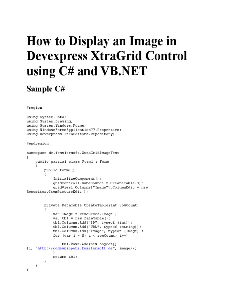 Display Images in DevExpress XtraGrid | PDF