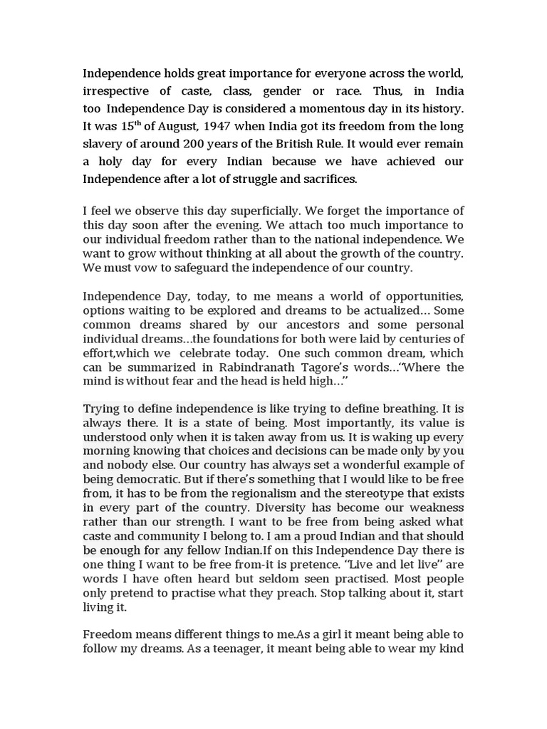 My Definition of Independence Day | PDF