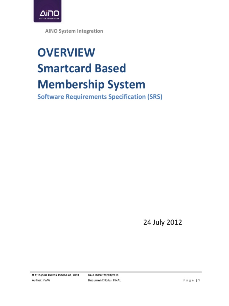 Overview Sistim Keanggotaan Berbasis Smart Card | PDF
