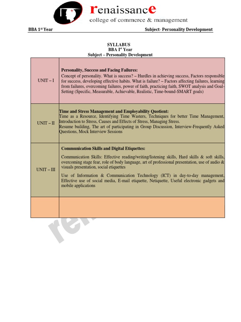 Personality Development Notes | PDF