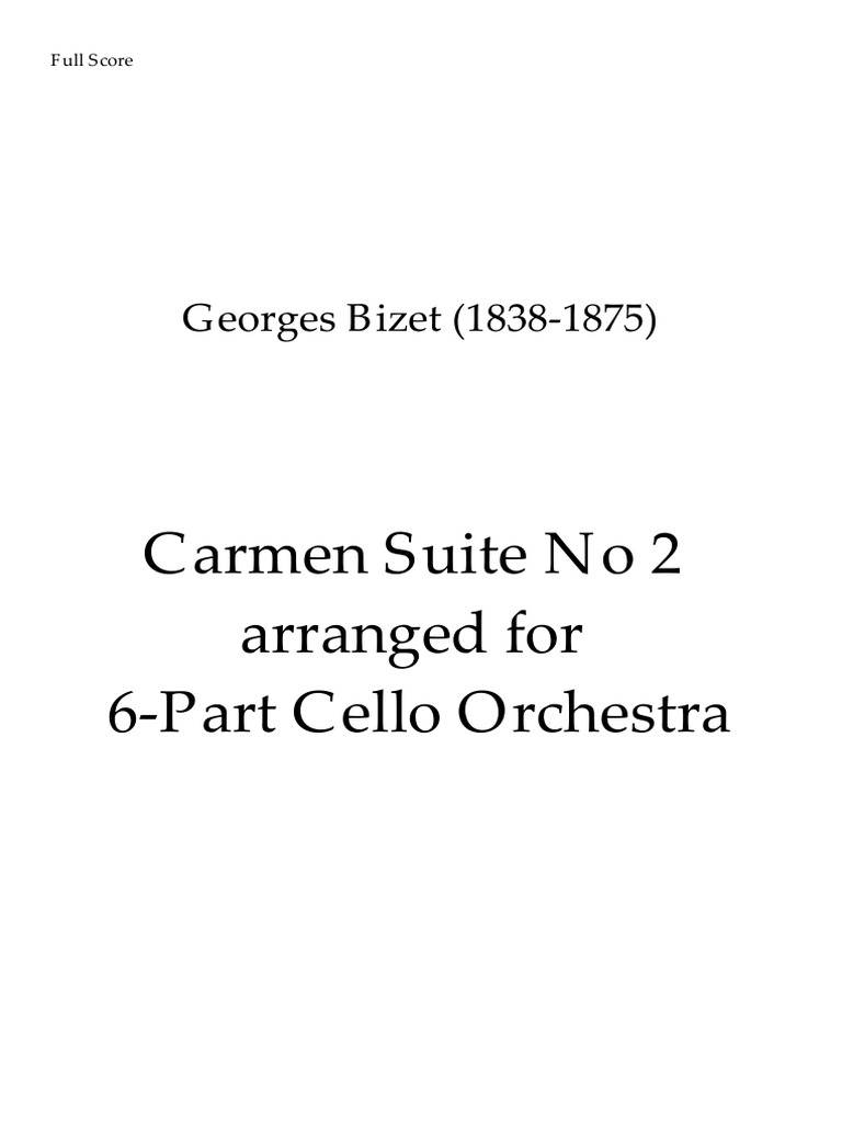 Bizet Carmen Suite 6 Cellos | PDF | Habanera (Aria) | Elements Of Music
