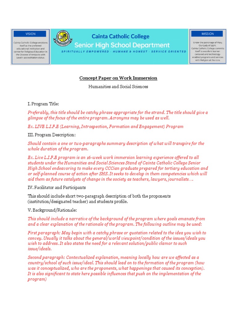 Concept Paper On Work Immersion | PDF | Career & Growth | Business