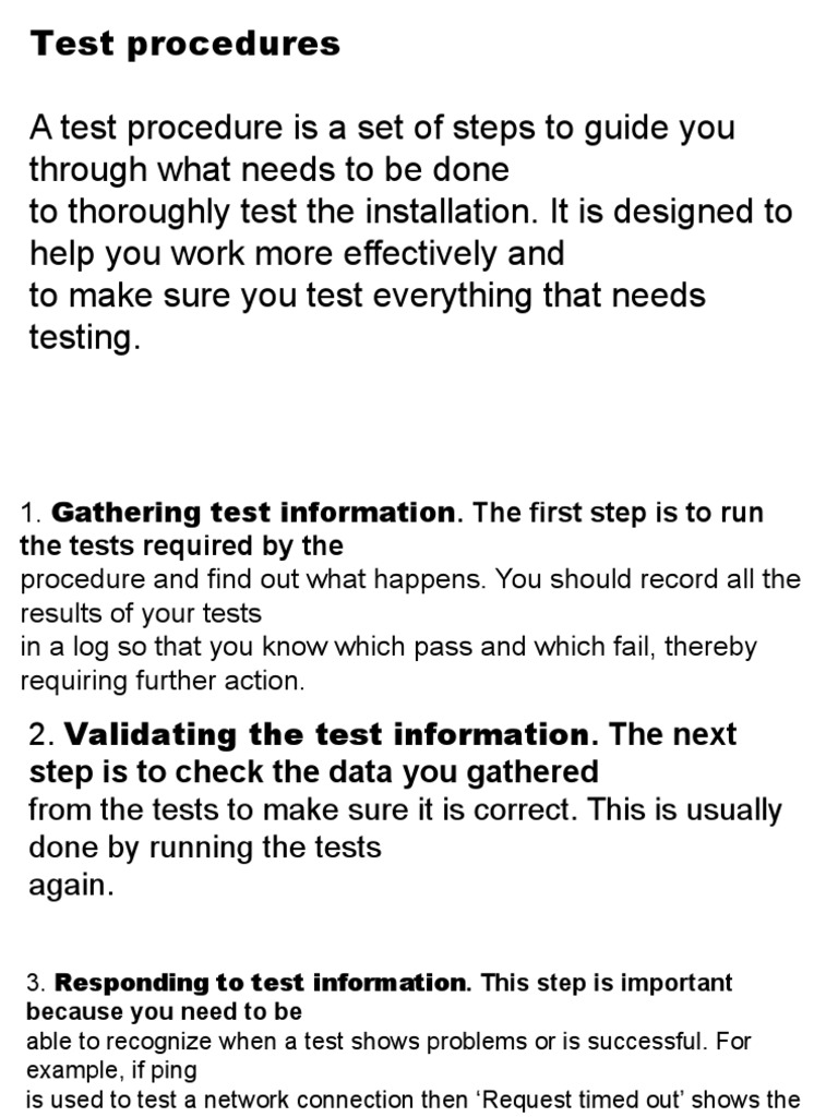 Test Procedures | PDF | Computer Monitor | Computer Keyboard