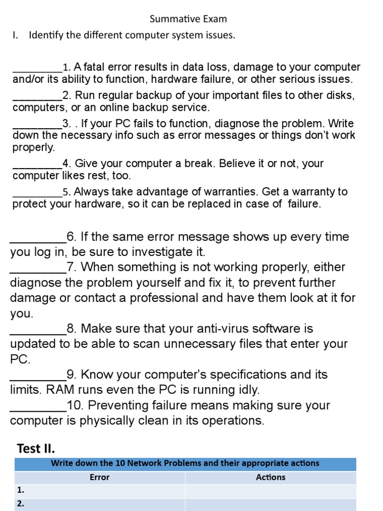 Summative. Network Errors | PDF