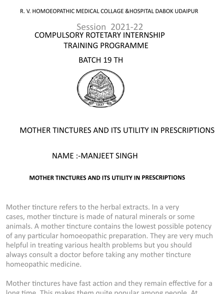 Homeopathy: Mother Tinctures Guide | PDF | Homeopathy | Cough