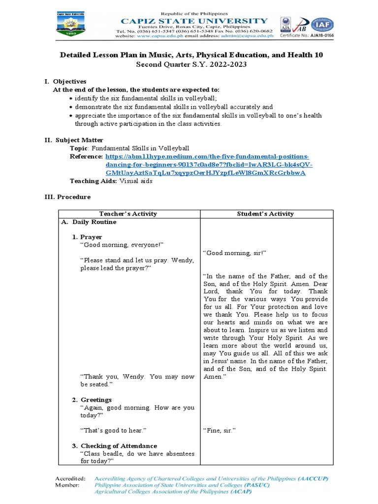 LESSONPLAN3 | PDF | Volleyball