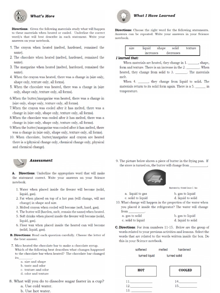 Grade 4 Science Tests Mod 3 Lesson 1 | PDF