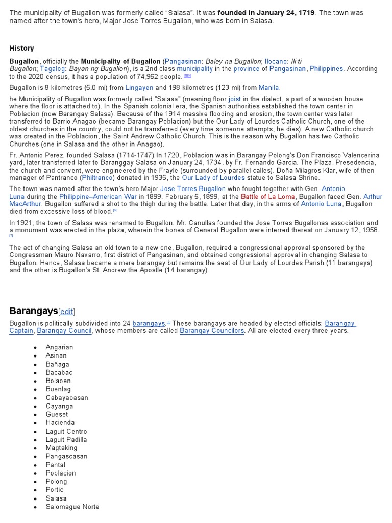 Bugallon History | PDF | Philippines