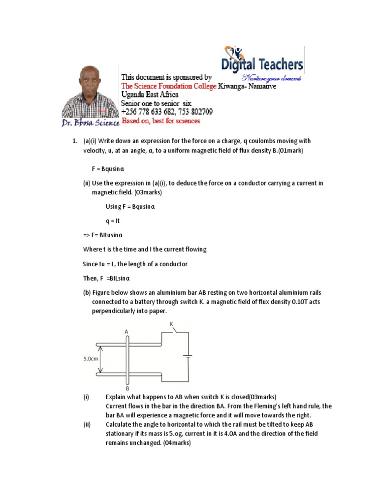 Magnetism Revision Questions A Level | Download Free PDF | Inductance ...