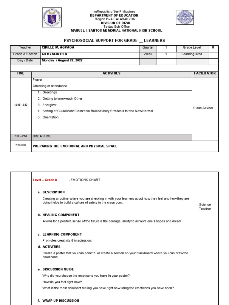 Intermediate - Level - Monday - Psychosocial - Hyacinth A | PDF ...