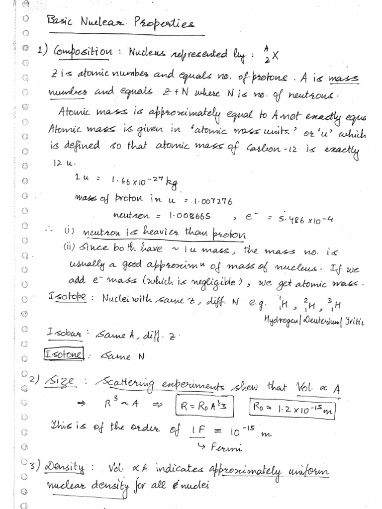 Nuclear Physics Notes (First Year B.SC or B.Tech) by Priyanshu Sinha | PDF