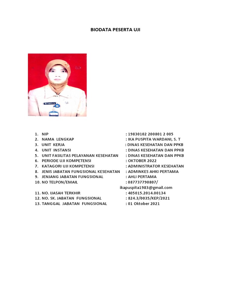 Biodata Peserta Uji | PDF