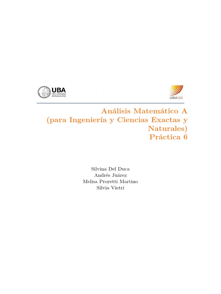 UBA XXI Practica6 Integrales - Con Aplicaciones | PDF