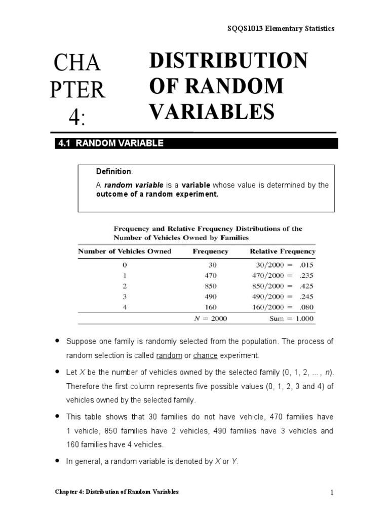 Chapter 4 SQQS1013 | Download Free PDF | Probability Distribution | Random Variable