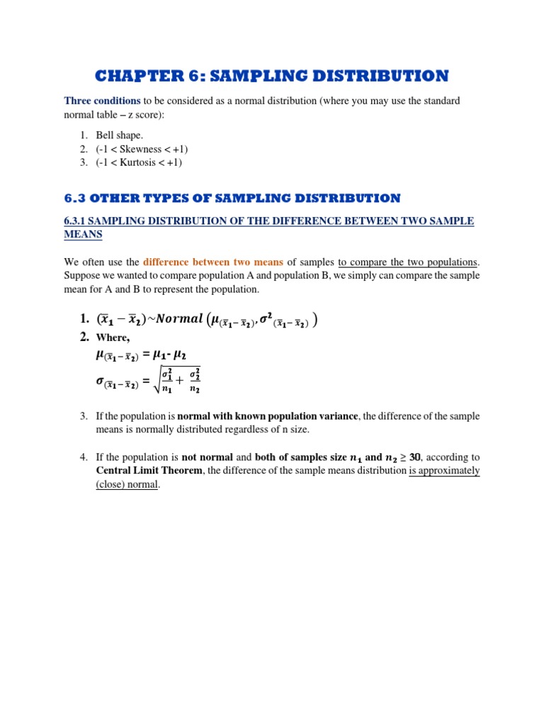 Sampling Distribution Explained | PDF | Normal Distribution | Variance