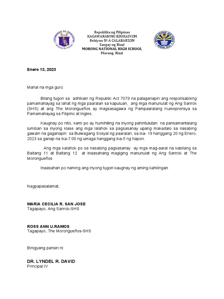 Excuse Letter For SPC 2023 | PDF