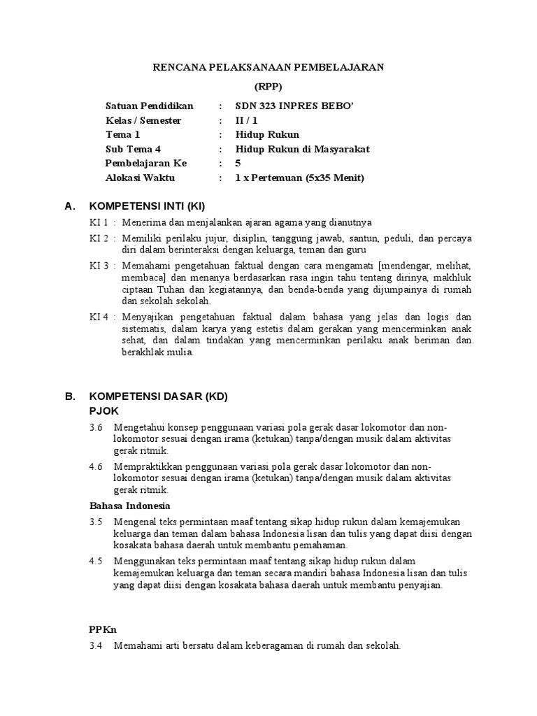 RPP Microteaching Kelas 2 | PDF