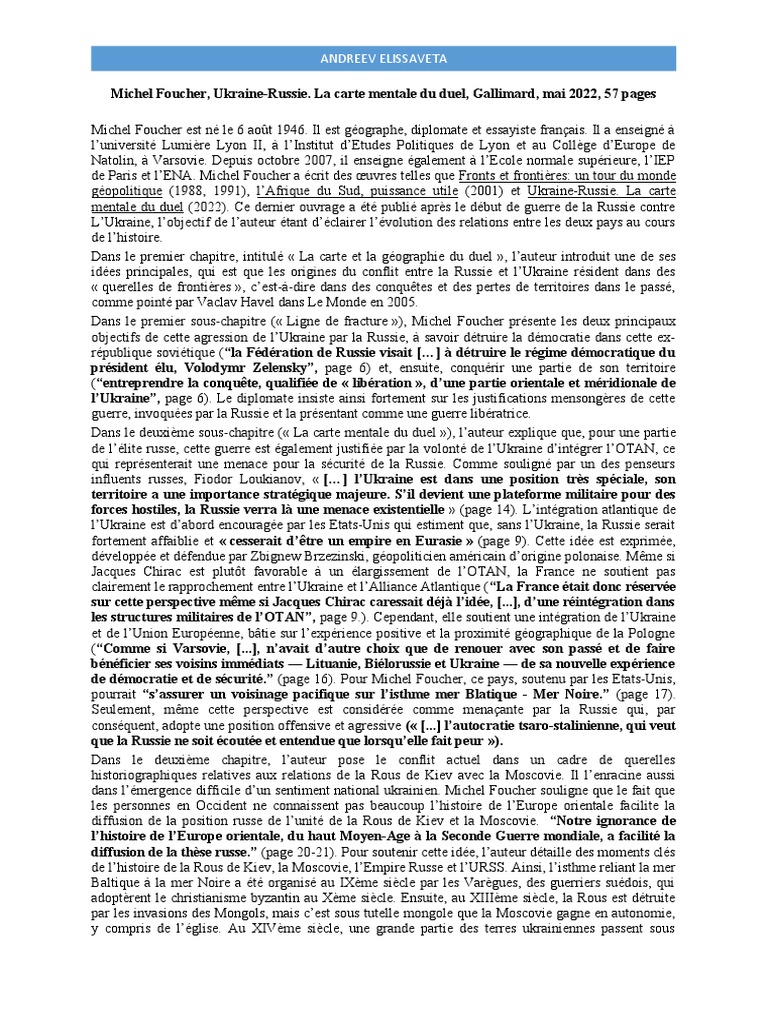 Michel Foucher | PDF | Ukraine | Russie