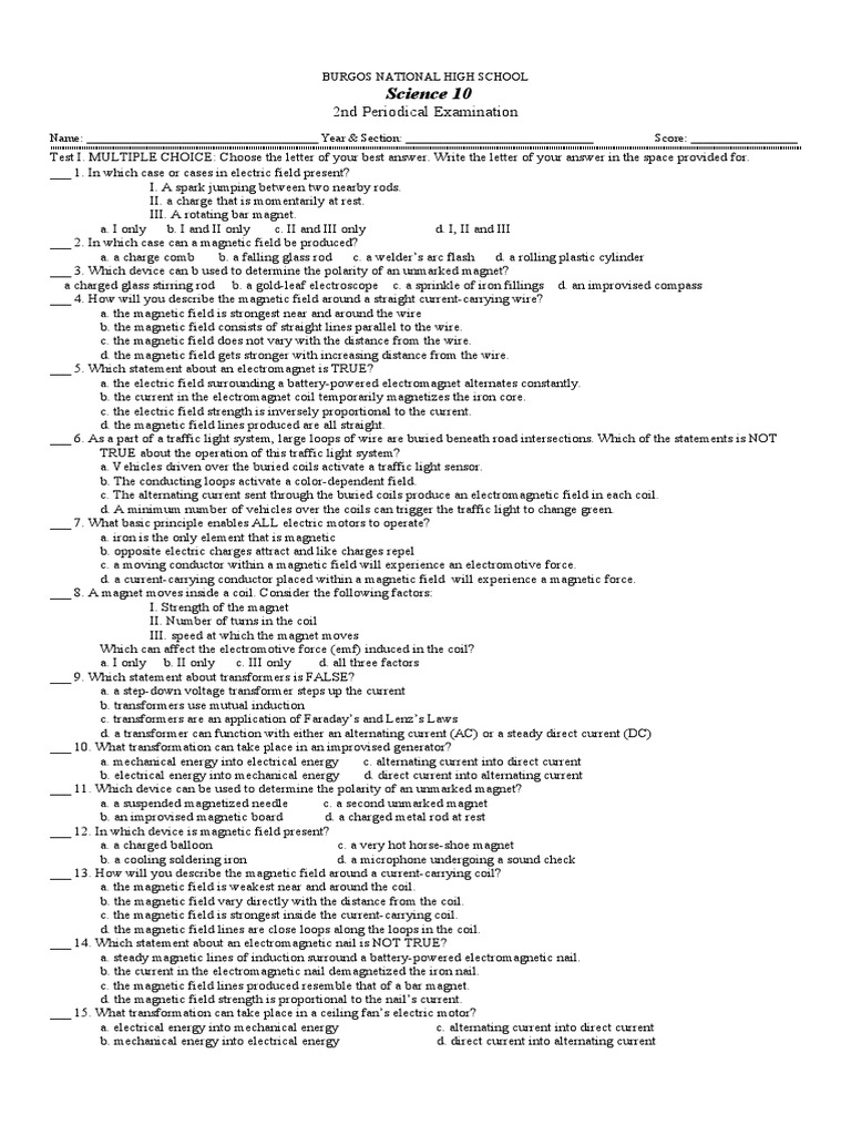 2nd PT Science 10 | PDF