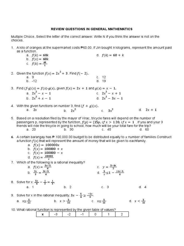 NAT 12 (Set 3) | PDF | Function (Mathematics) | Inequality (Mathematics)