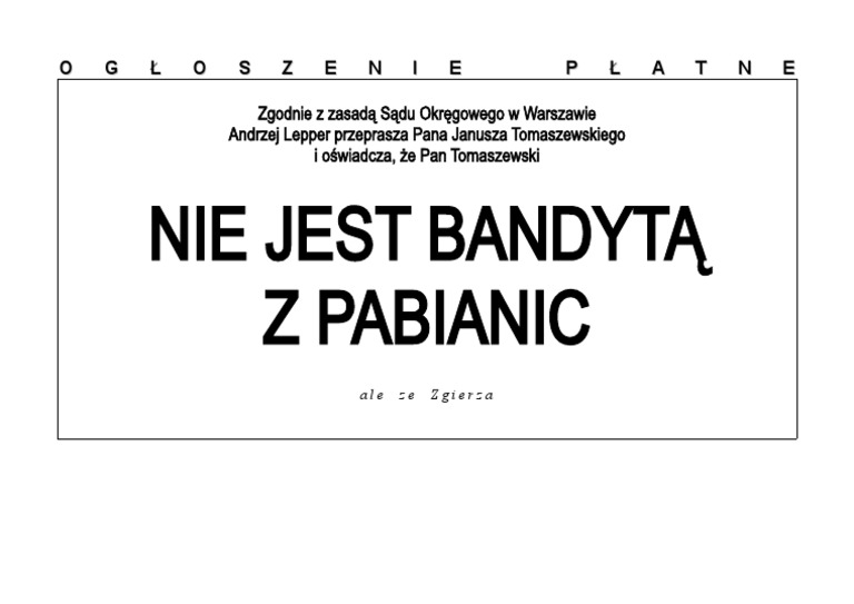 Janusz Nie Jest Bandyta Z Pabianic A Ze Zgierza Kropka | PDF