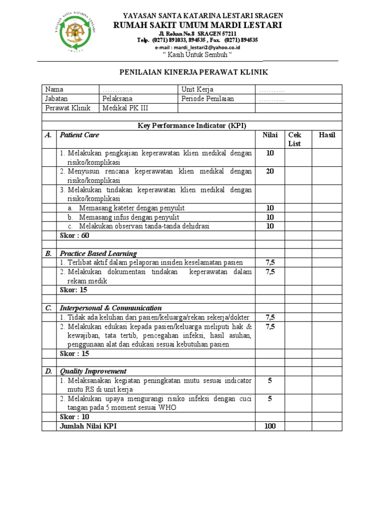 Penilaian Kinerja Perawat Klinik | PDF