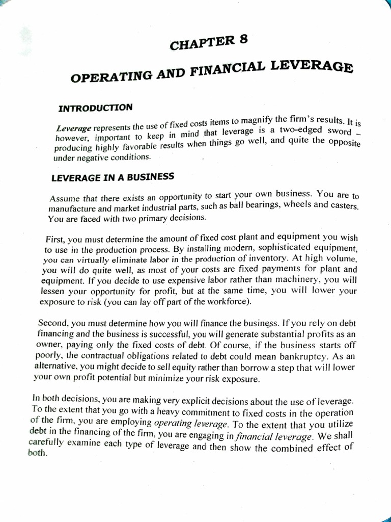 Operating And Financial Leverage Pdf Corporations Business Economics