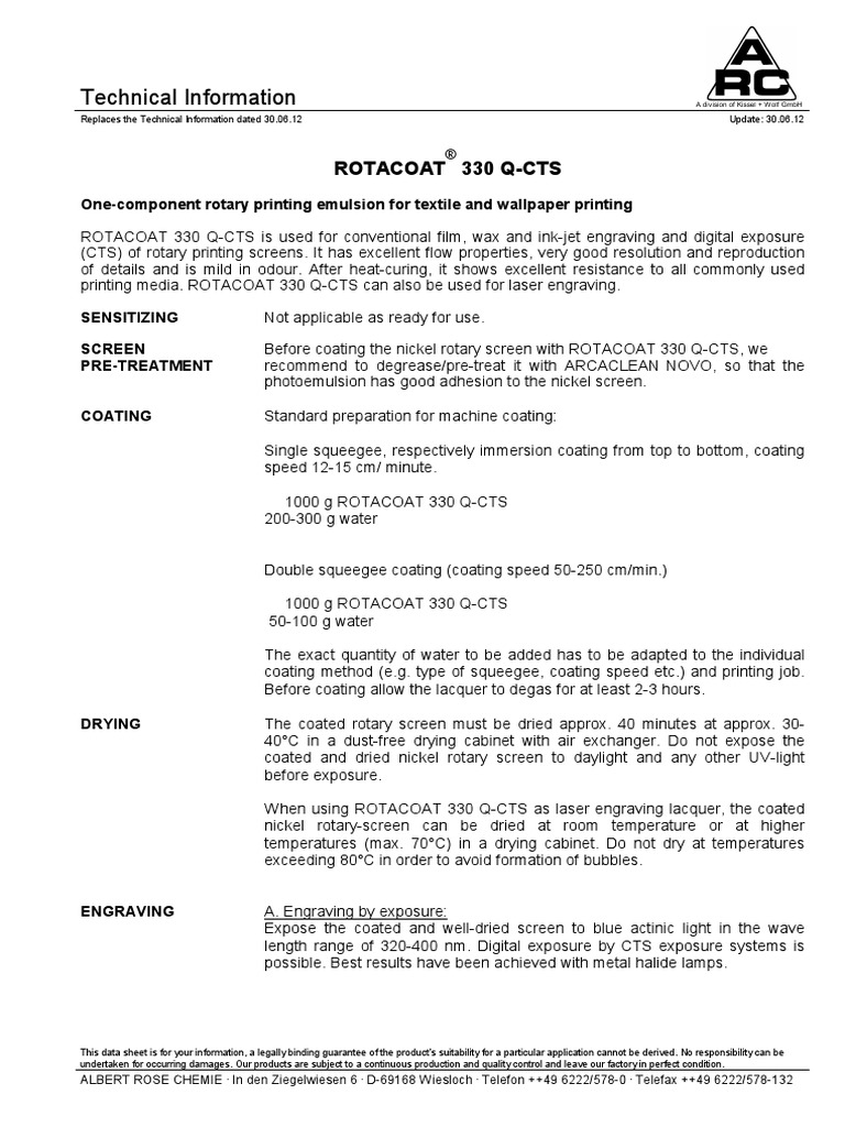 Rotacoat 330 Q-CTS | PDF | Exposure (Photography) | Engraving