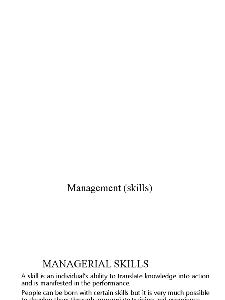 Essential Managerial Skills Overview | PDF | Decision Making ...