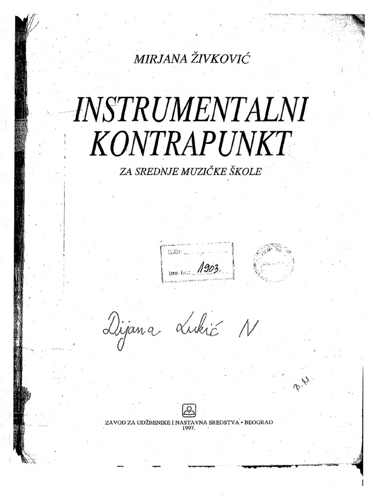 Instrumentalni Kontrapunkt - Mirjana Živković | PDF