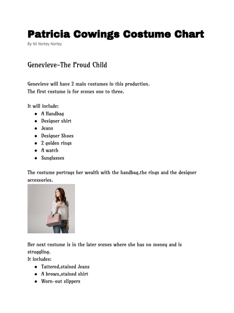 Costume Chart for Play with Descriptions of Character Attire | PDF