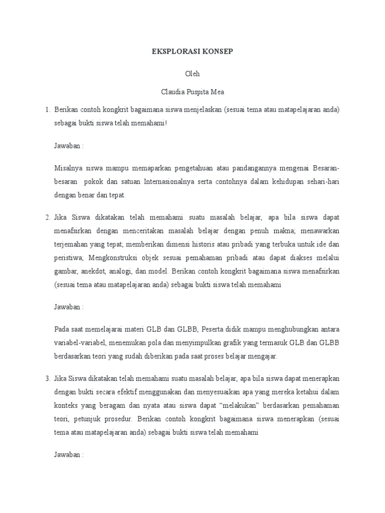 Eksplorasi Berikan Contoh Kongkrit Bagaimana Siswa Menjelaskan | PDF