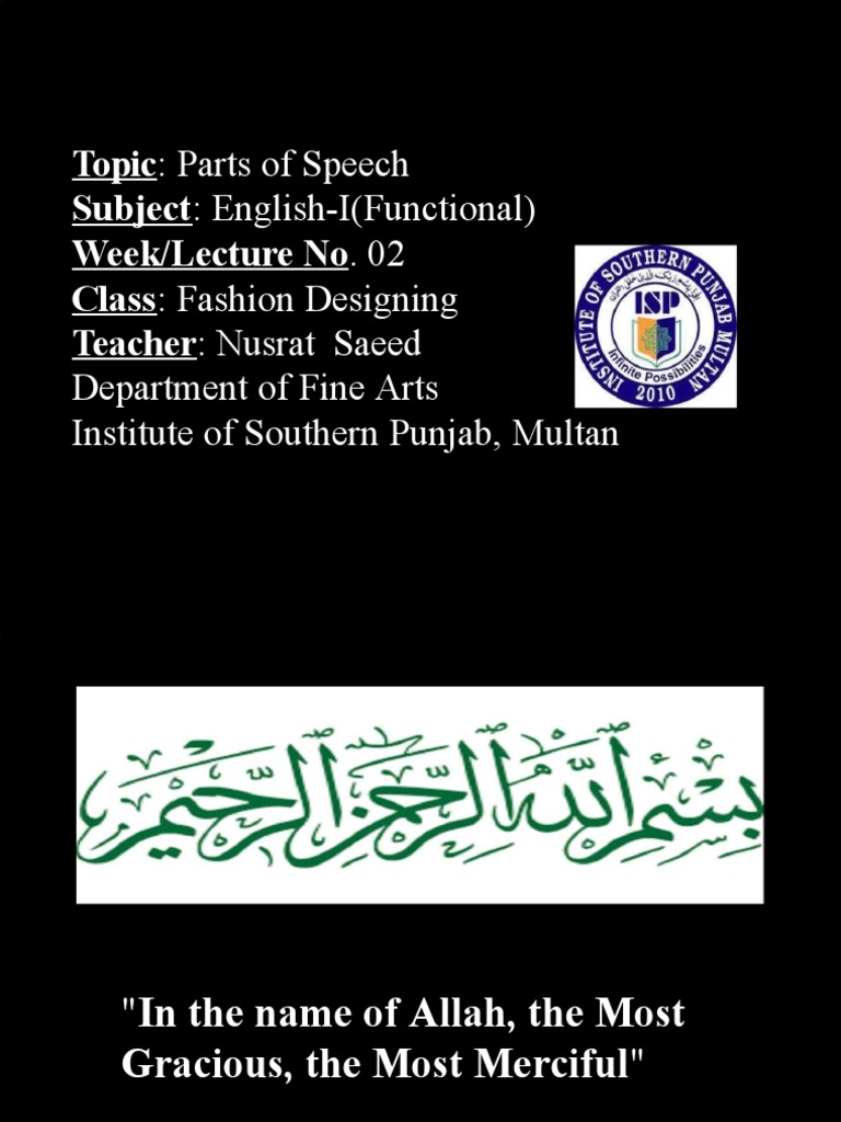 Lecture No.2, FD | PDF | Verb | Part Of Speech