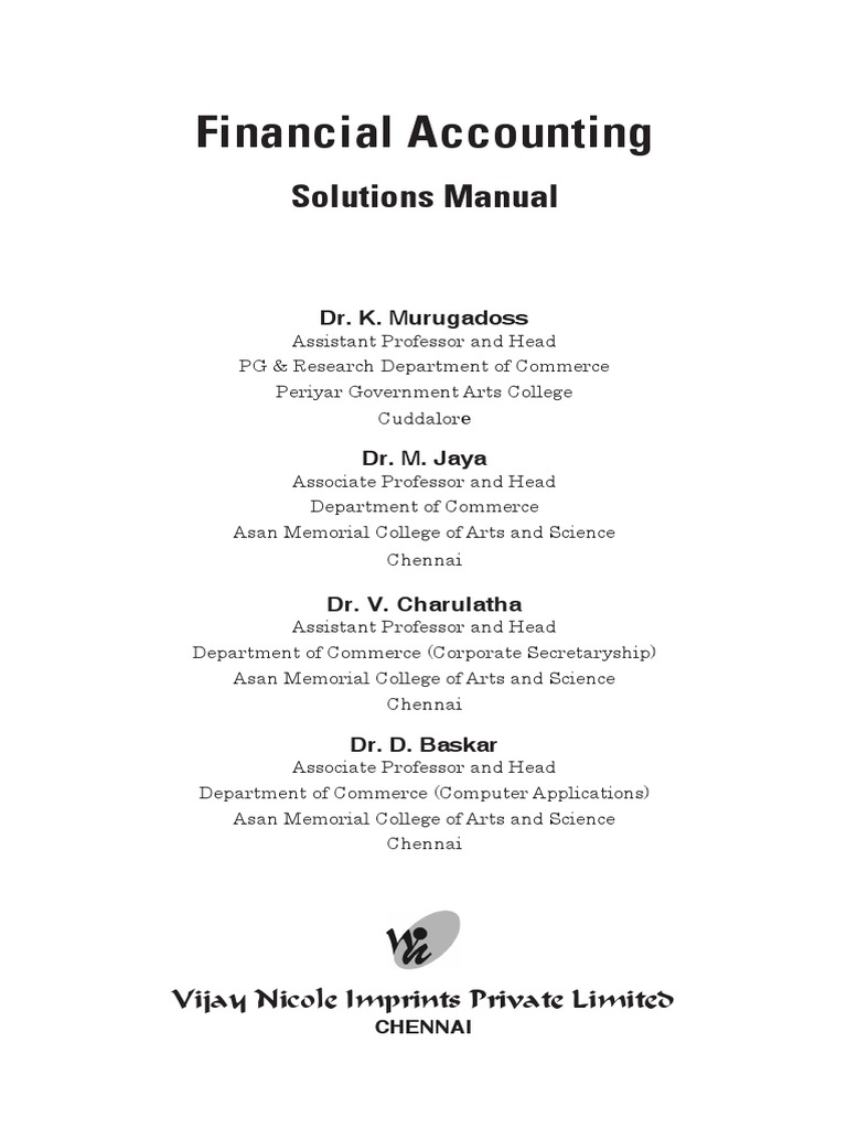 Financial Accounting MU - Solutions Manual | PDF