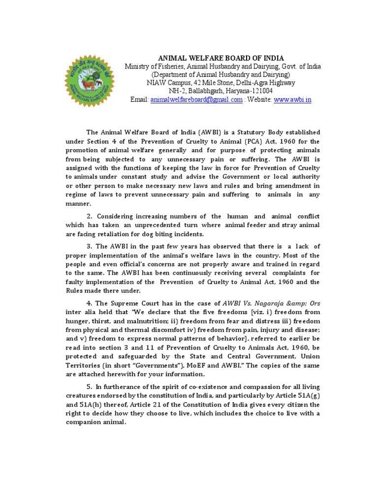 Animal Welfare Laws Handbook India | PDF | Cruelty To Animals ...