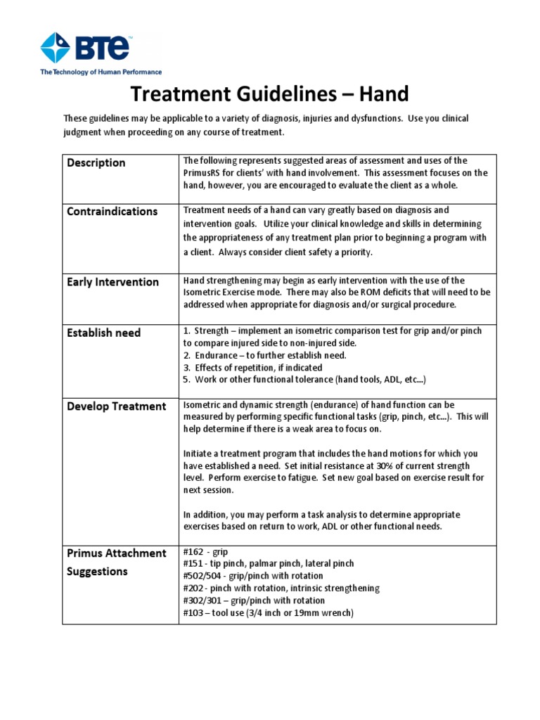 Hand Treatment Guidelines: PrimusRS | PDF | Anatomical Terms Of Motion ...