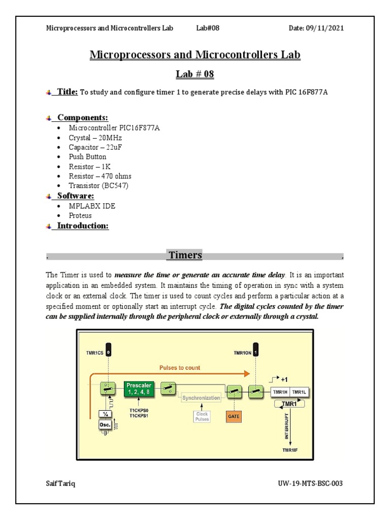 Microprocessors and Microcontrollers Lab: Title: Components | PDF | Microcontroller | Timer