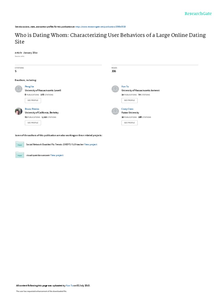 Who Is Dating Whom Characterizing User Behaviors o | PDF | Online Dating Service