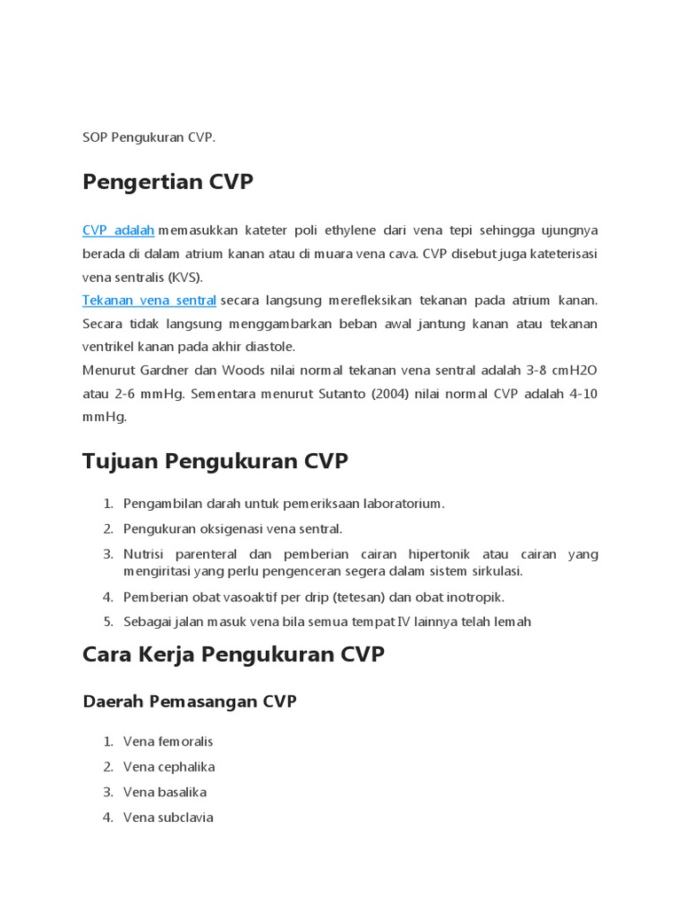 SOP Pengukuran CVP untuk Kesehatan | PDF | Sains & Matematika