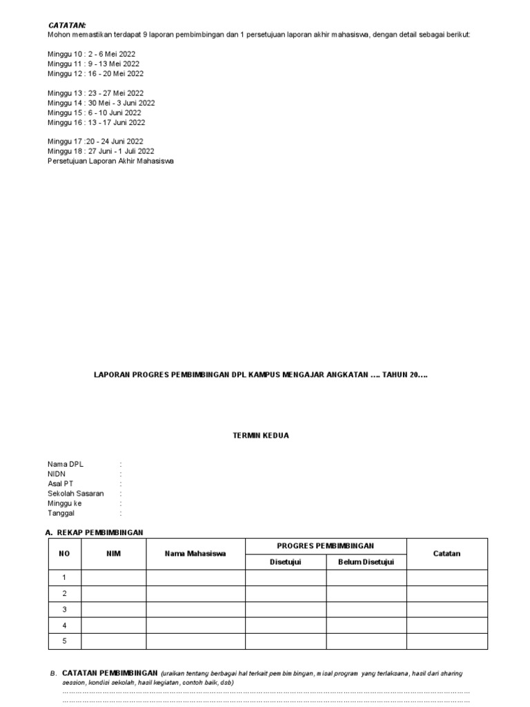 Format Laporan Kosong DPL KM 3 2022 (Ming 9) | PDF