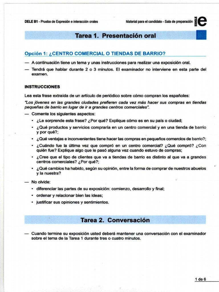 Material Prova Oral Dele-B1 | PDF