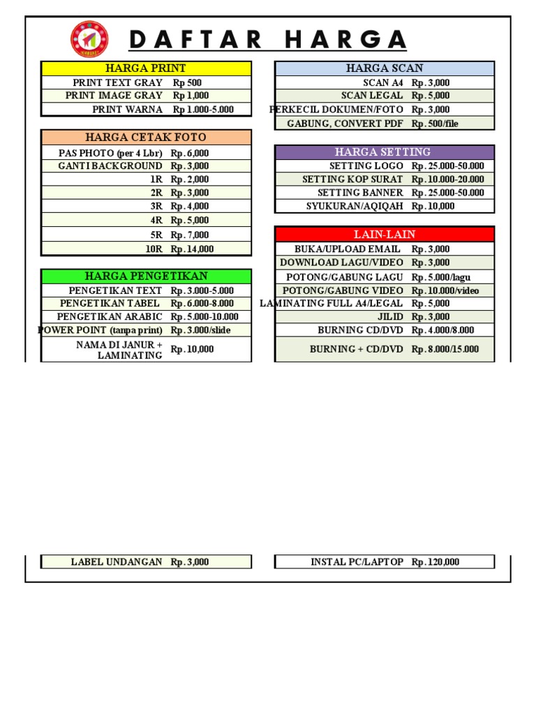 Daftar Harga | PDF