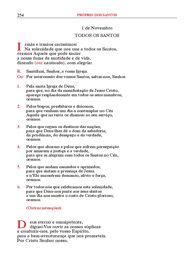 Preces de Todos Os Santos | PDF | Santo | Crença e doutrina religiosa