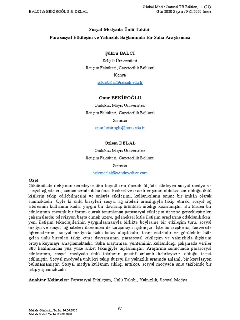 5 Sukru Balci Onur Bekiroglu Ozlem Delal Sosyal Medyada Unlu Takibi Parasosyal Etkilesim Ve ...
