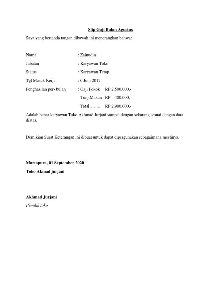 Slip Gaji Udin | PDF