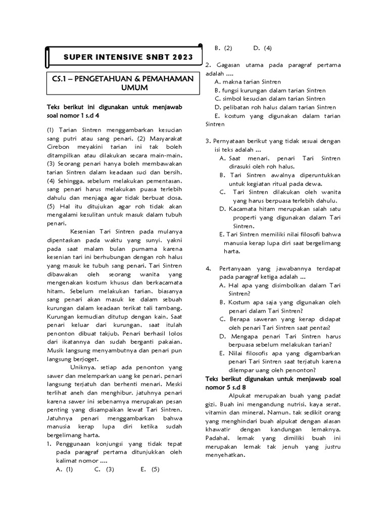 PENGETAHUAN DAN PEMAHAMAN UMUM Cs 1 | PDF