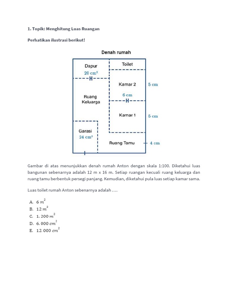 Luas dan Biaya Ruangan Rumah Anton | PDF