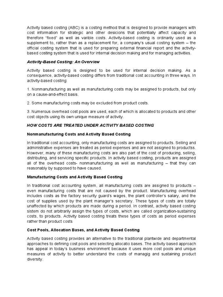 Summary Activity Based Costing | Download Free PDF | Cost Accounting ...