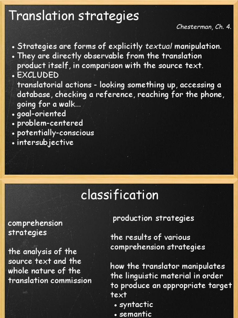 Translation Strategies Chesterman CH 4 | PDF | Part Of Speech | Verb